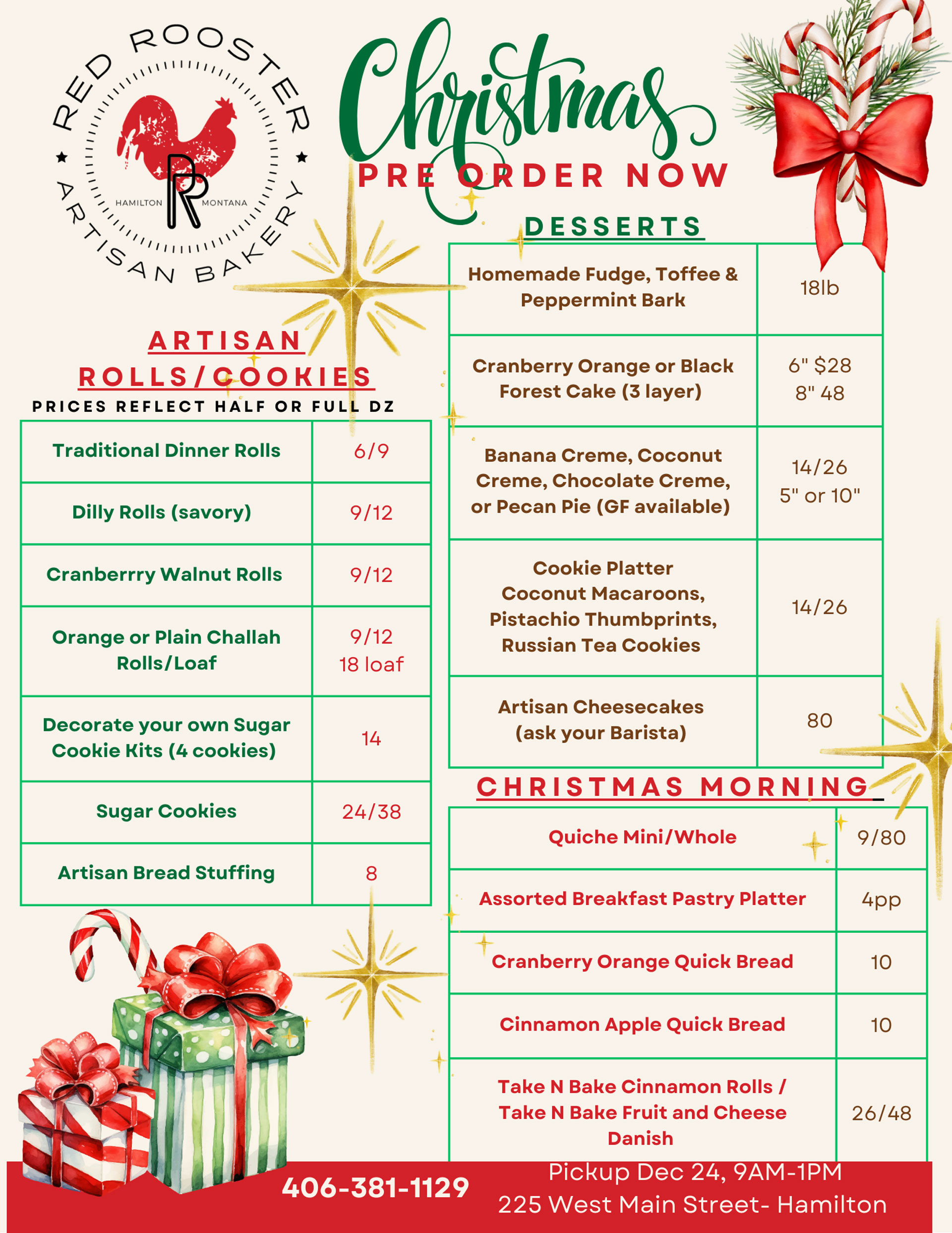 Christmas Menu – Red Rooster
